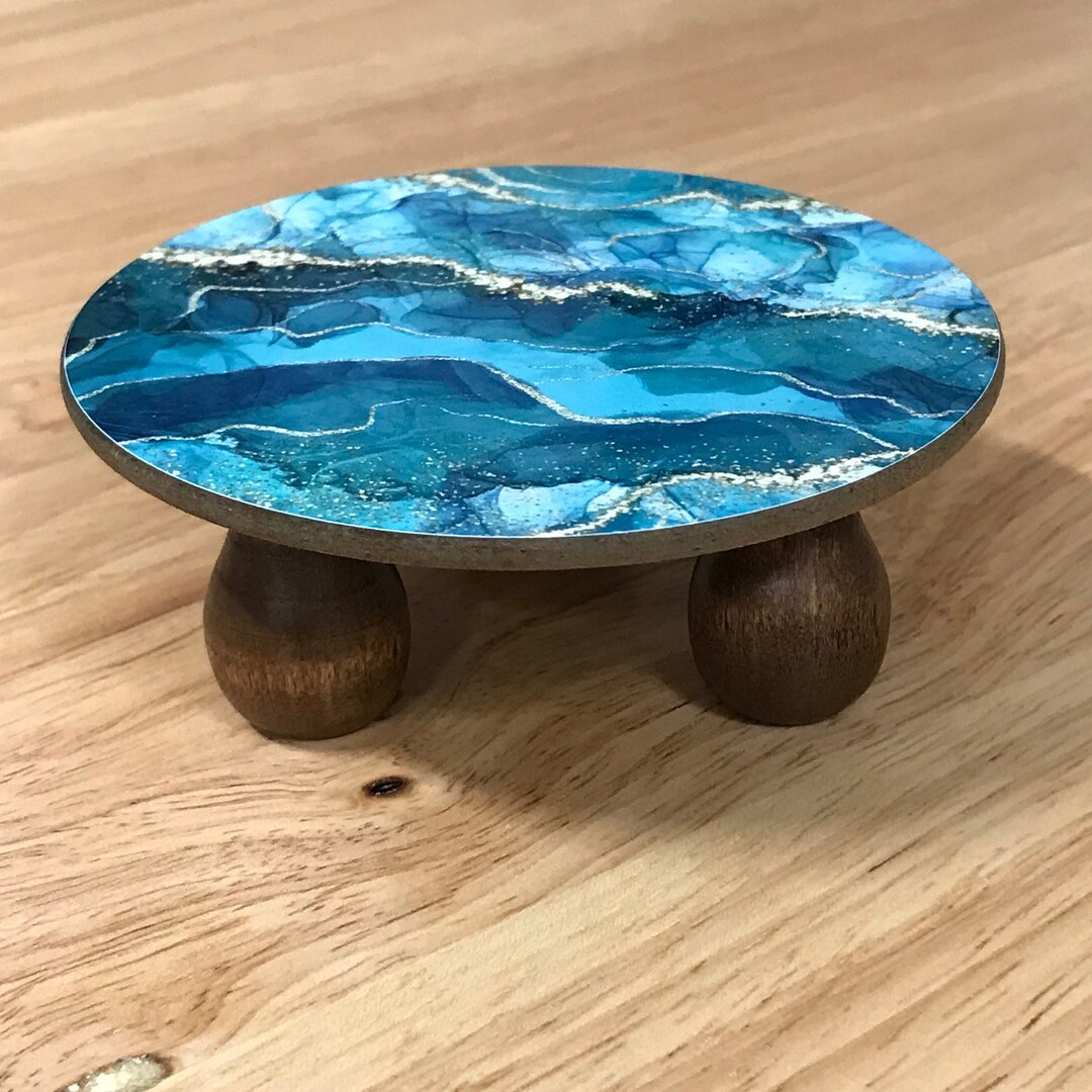 MINI RISER Turquoise Agate Tiered Tray Decor Display Stand Crafts ...