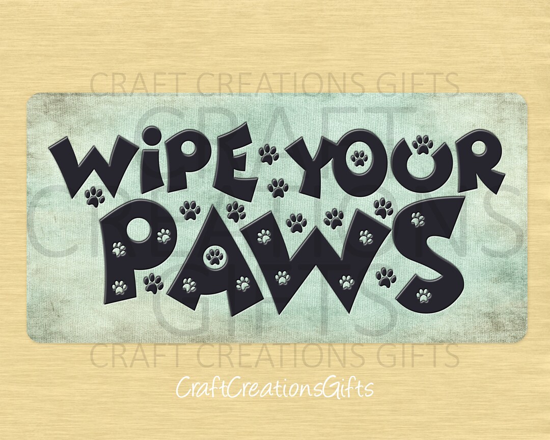 MINIATURE SIGN Wipe Your Paws Dogs Cats Miniatures Dollhouse Crafts ...