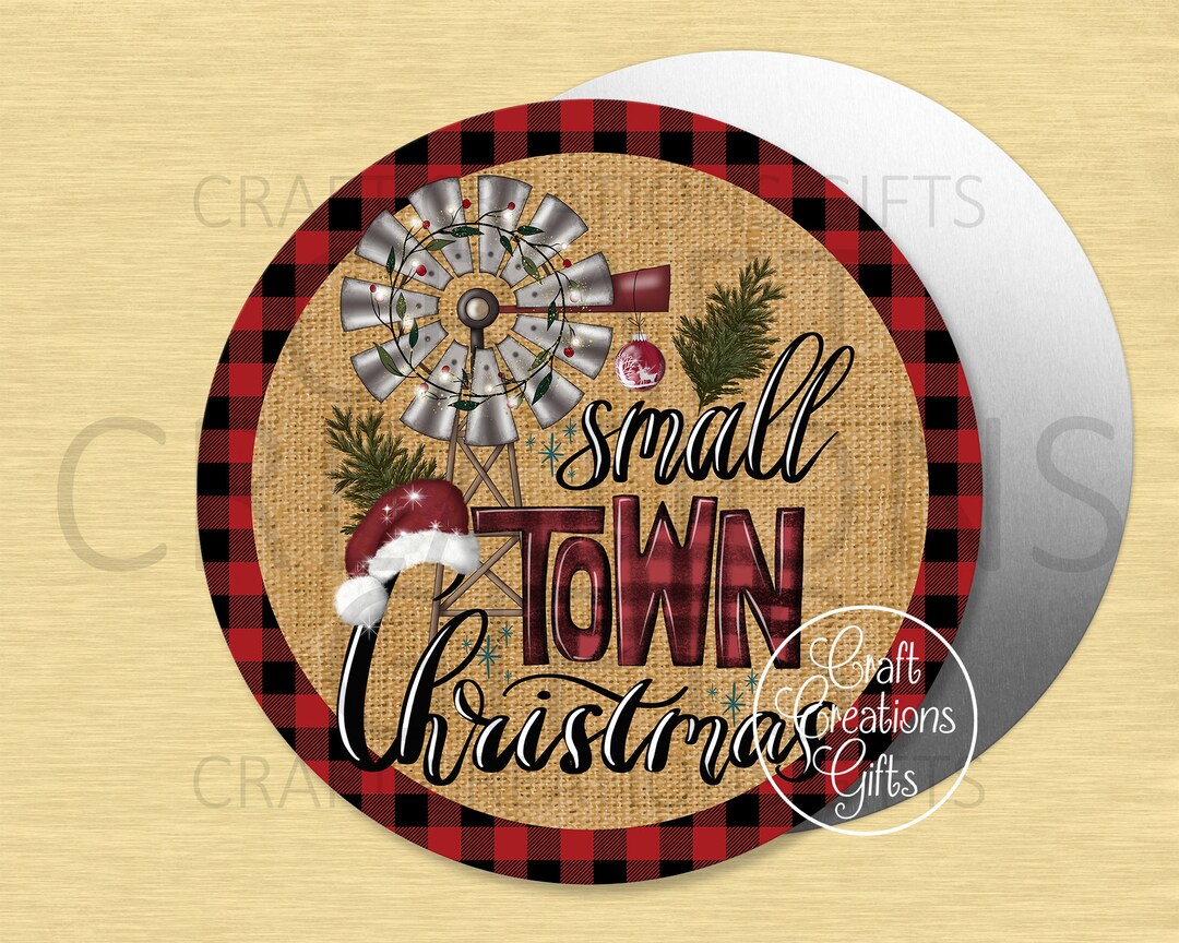 ROUND CRAFT SIGN Small Town Christmas Buffalo Plaid Winter Crafts - Etsy