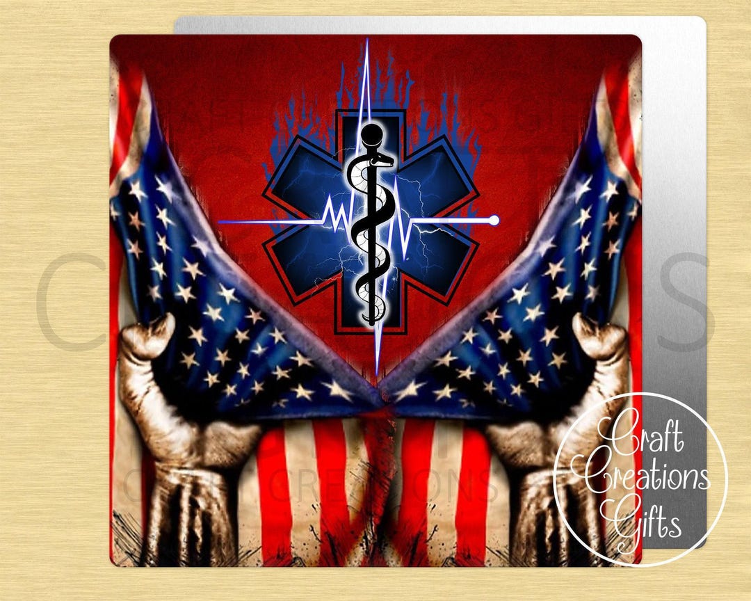 CRAFT SIGN Medical Paramedic American Flag Star of Life Caduceus Tiered ...