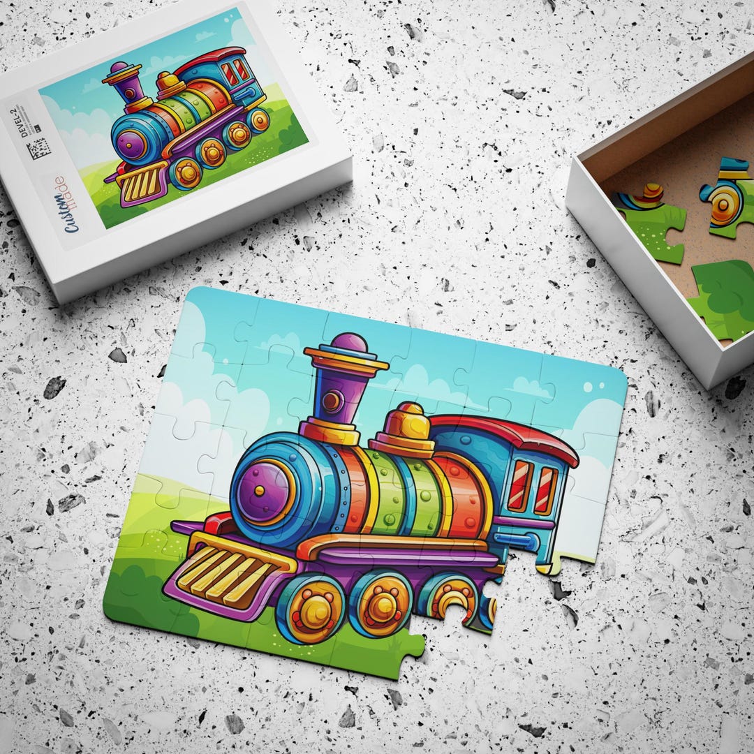 Kids Puzzle Colorful Cartoon Train Engine 30-piece - Etsy