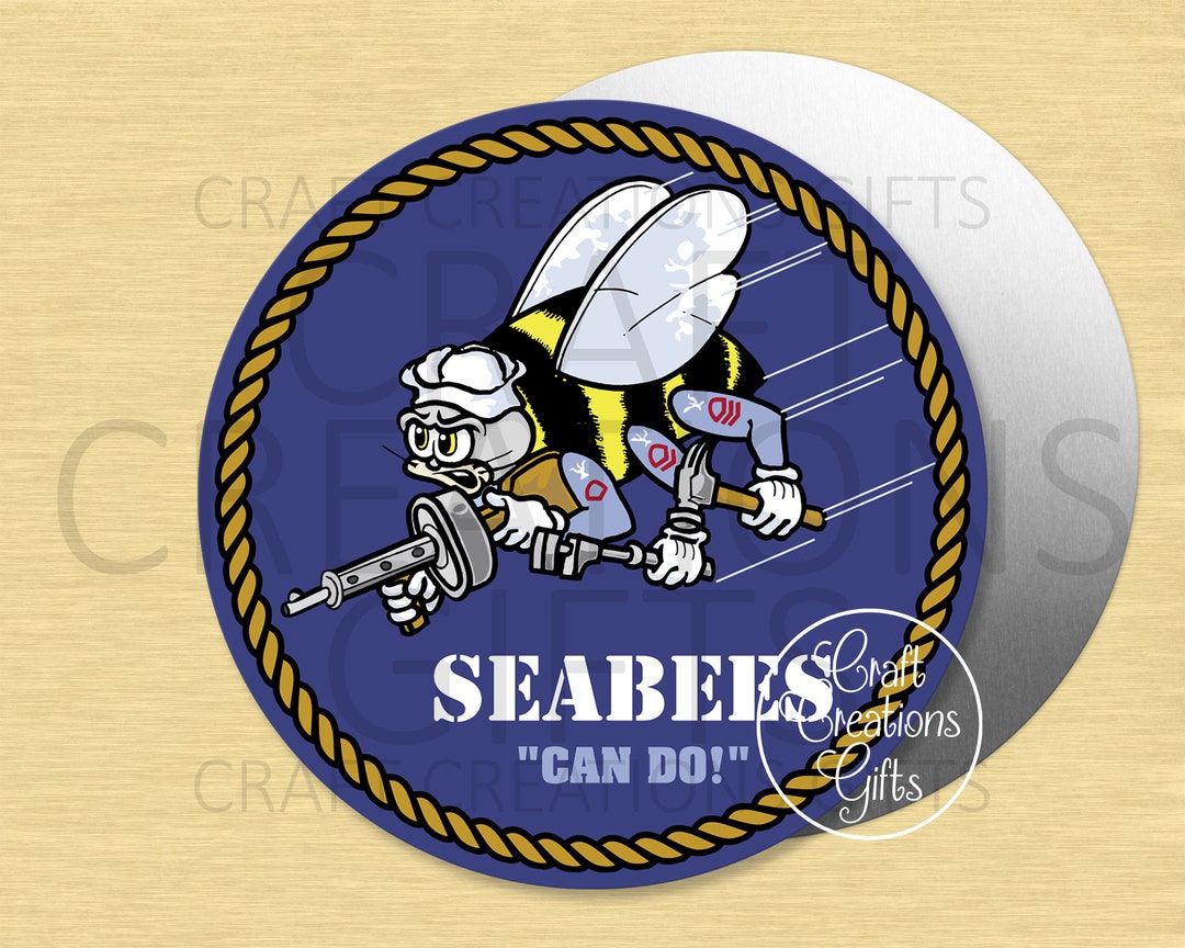 CRAFT SIGN Navy Seabees Can Do Military Tiered Tray Round Crafts ...