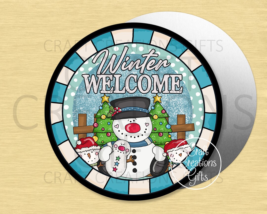 ROUND CRAFT SIGN Winter Welcome Snowman Crafts Tiered Tray Signs - Etsy