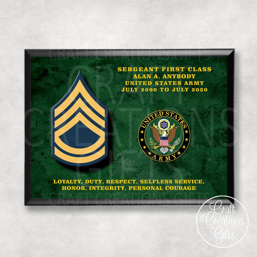 ARMY RANK PLAQUE 12x9 Custom Personalized Retirement Promotion ...