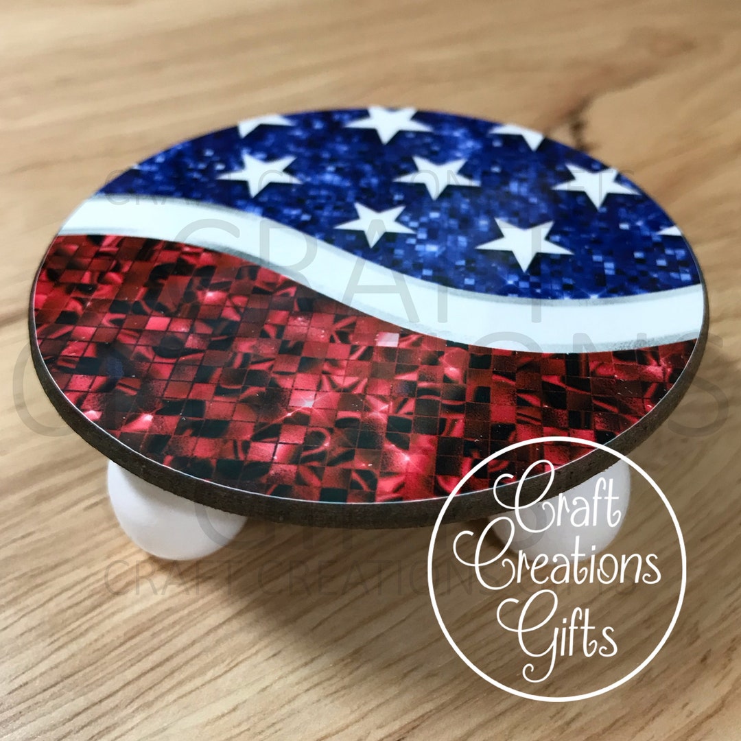 MINI RISER Flag Glitter Patriotic Theme Tiered Tray Decor Display Stand ...