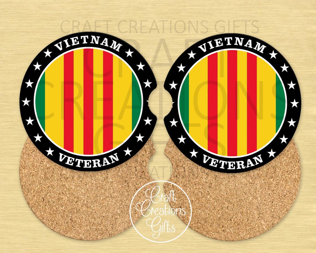 CAR COASTERS 2.75 Vietnam War Veteran Military Cup Holder Coasters Set ...