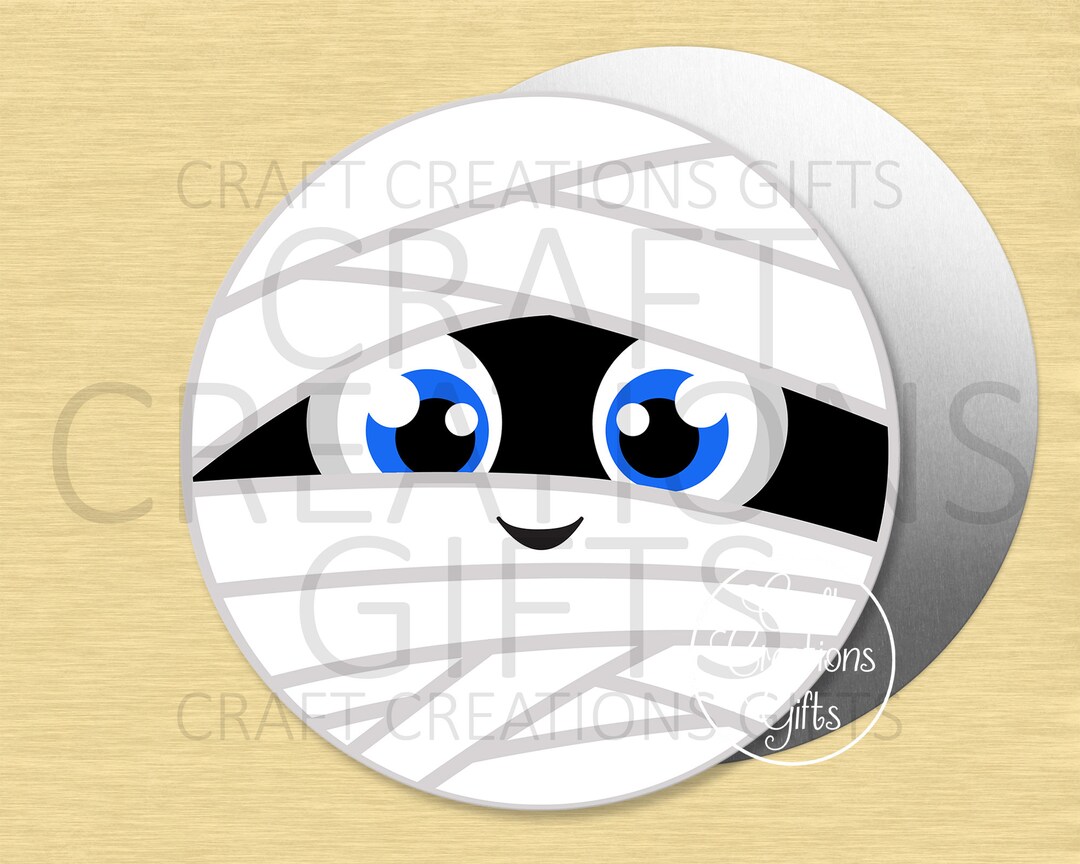 ROUND CRAFT SIGN Mummy Face Fall Halloween Crafts Tiered Tray Decor - Etsy