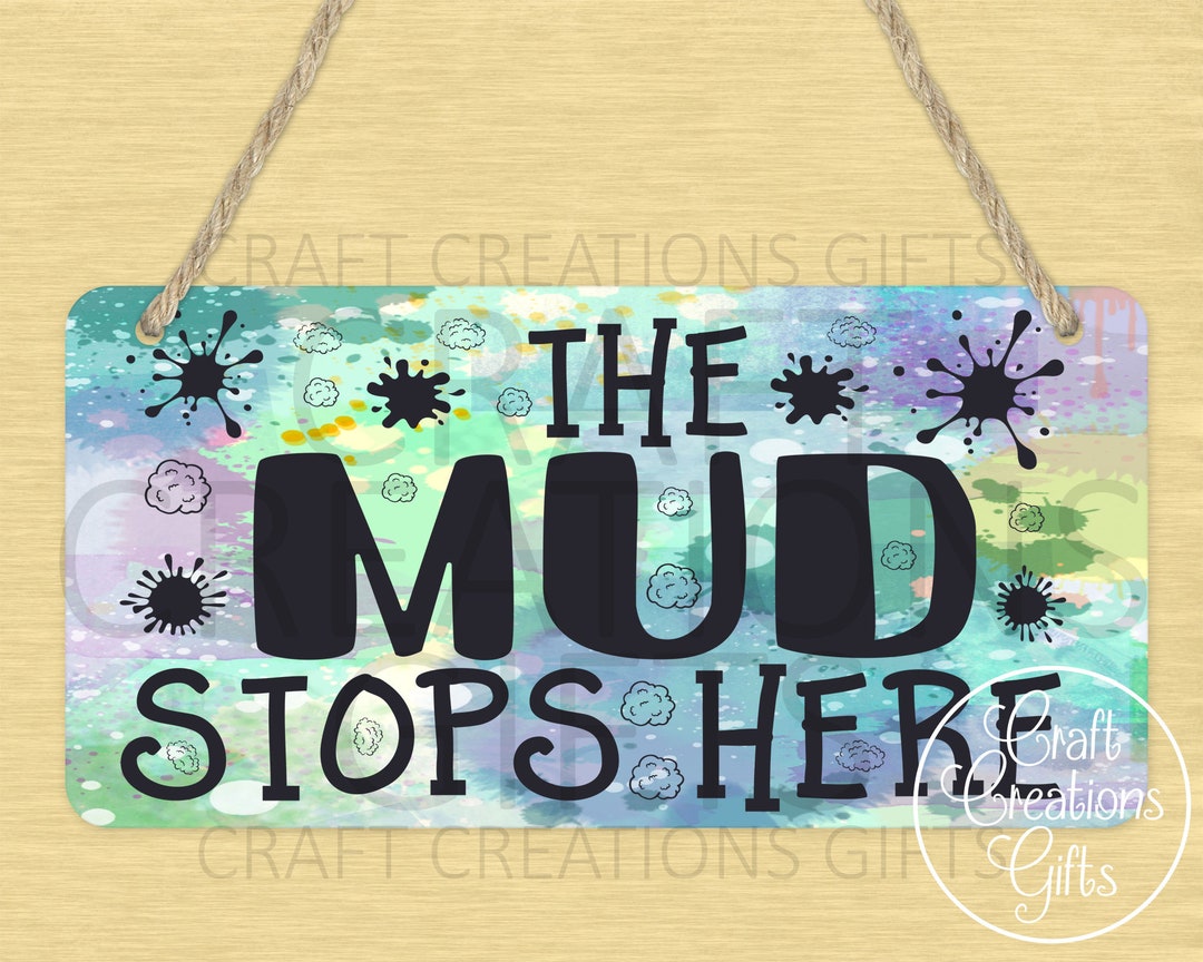 SMALL SIGN the Mud Stops Here Crafts Miniatures Tiered Tray Decor ...