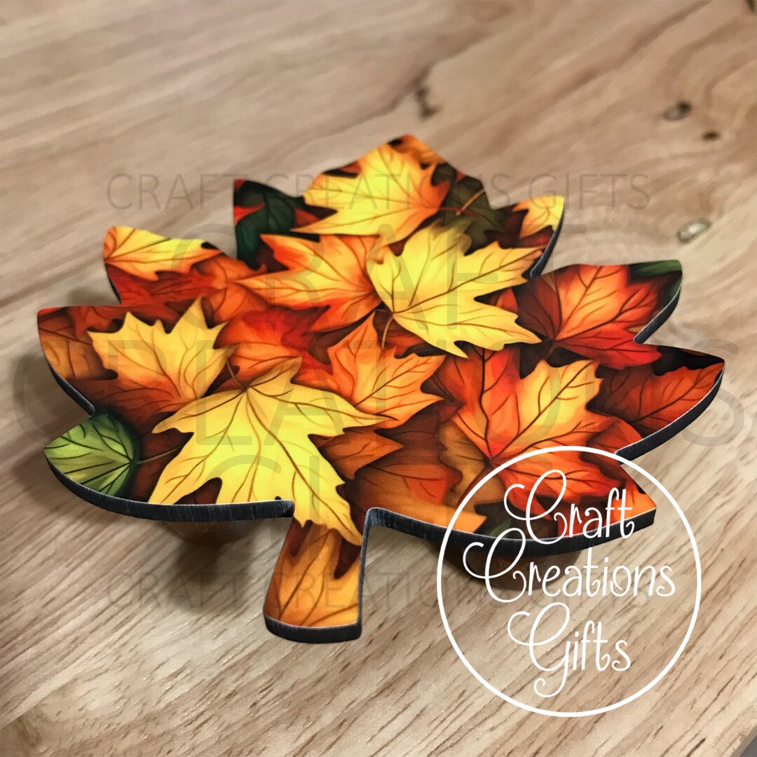 MAPLE LEAF RISER Fall Autumn Theme Tiered Tray Shelf Decor Mini Display Stand Pedestal Crafts ...