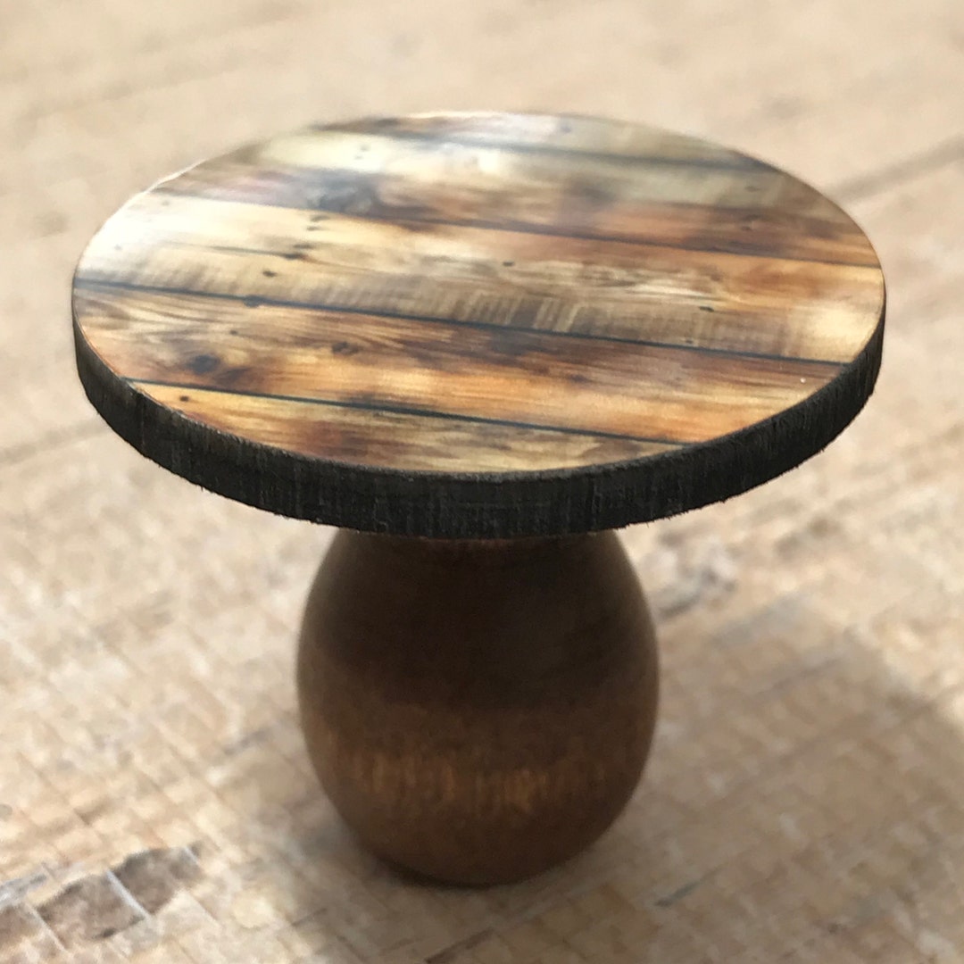 MINI PEDESTAL TABLE Wood Side End Tiered Trays Miniatures Dollhouse ...