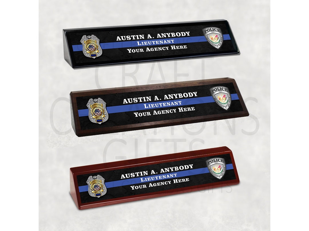 DESK NAME PLATE Police Officer Law Enforcement Executive Wedge Thin ...