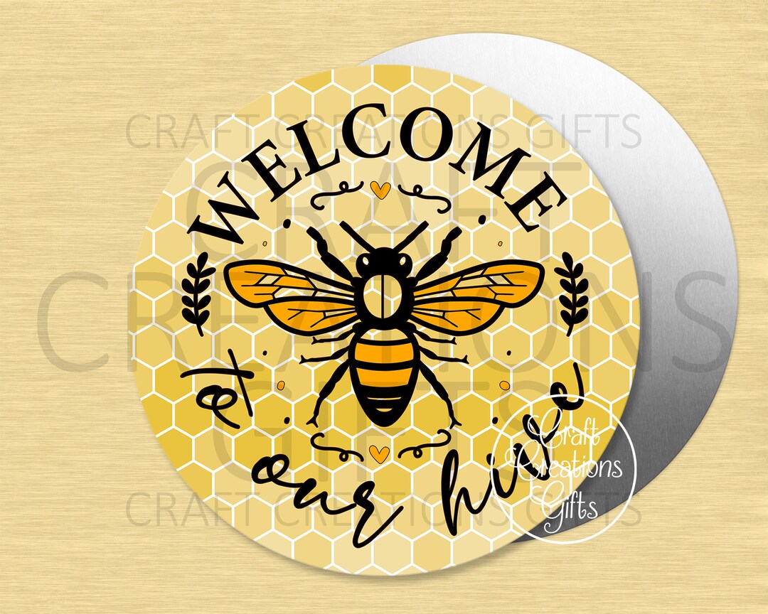 CRAFT SIGN Welcome to Our Hive Honeycomb Honey Bee Theme Tiered Tray ...