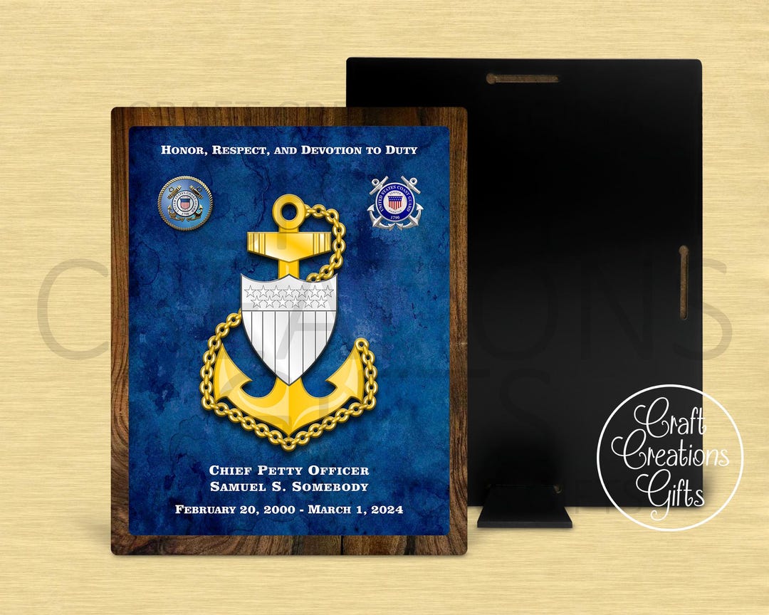 CUSTOM COAST GUARD 8x10 Plaque Photo Panel Desk Shelf Personalized Rank ...