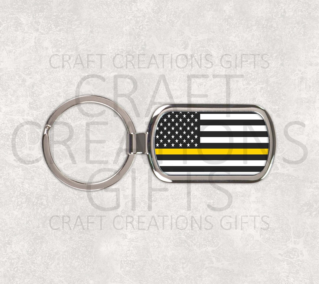 KEYCHAIN THIN GOLD Line Flag Dispatcher 911 Dispatcher Call Center ...