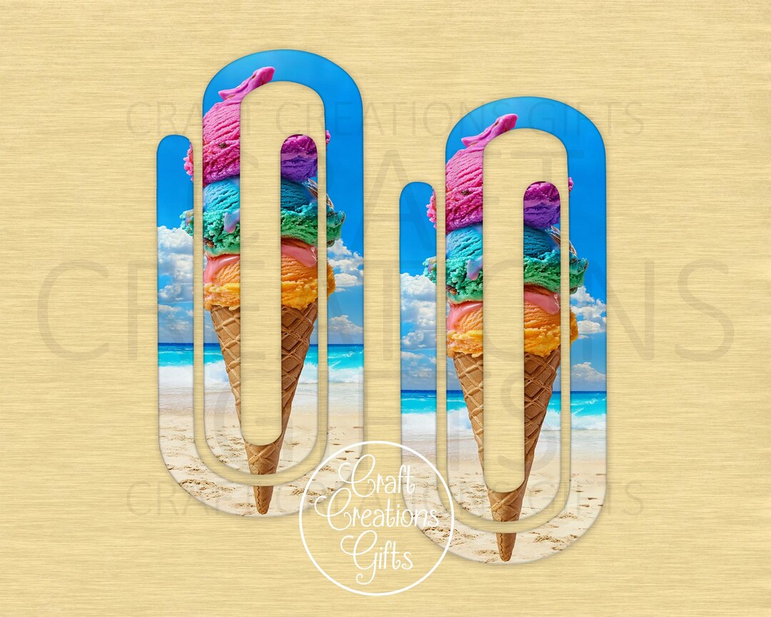 JUMBO PAPERCLIP BOOKMARK Ice Cream Cone Bookmark Journals Notebooks ...
