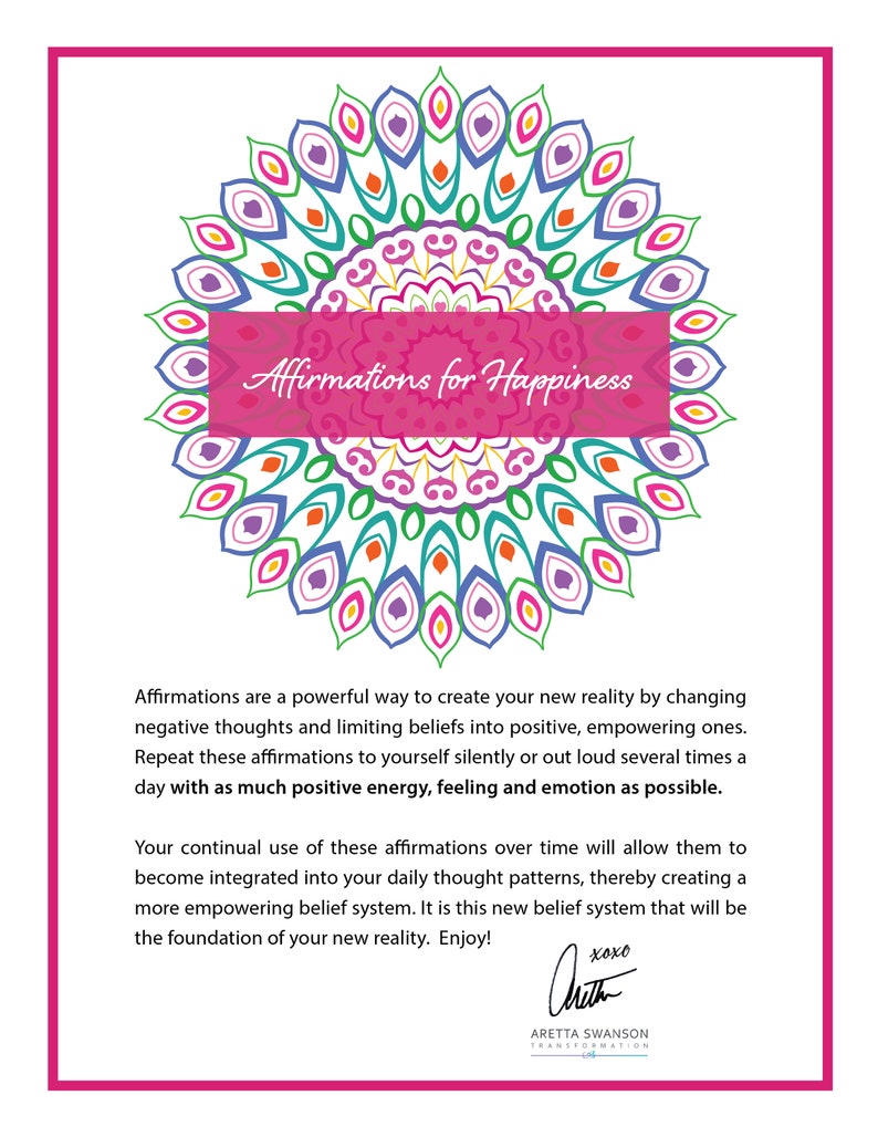 Happiness Affirmation Cards Printable & Digital by Aretta Swanson - Etsy