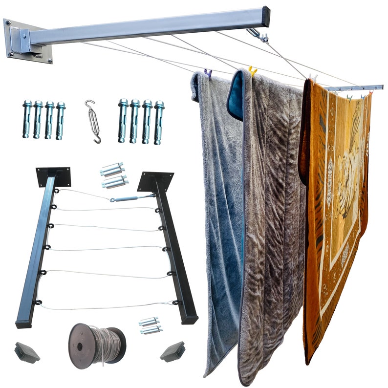 Folding Clothesline for Heavy Clothes and Blankets, Retractable ...