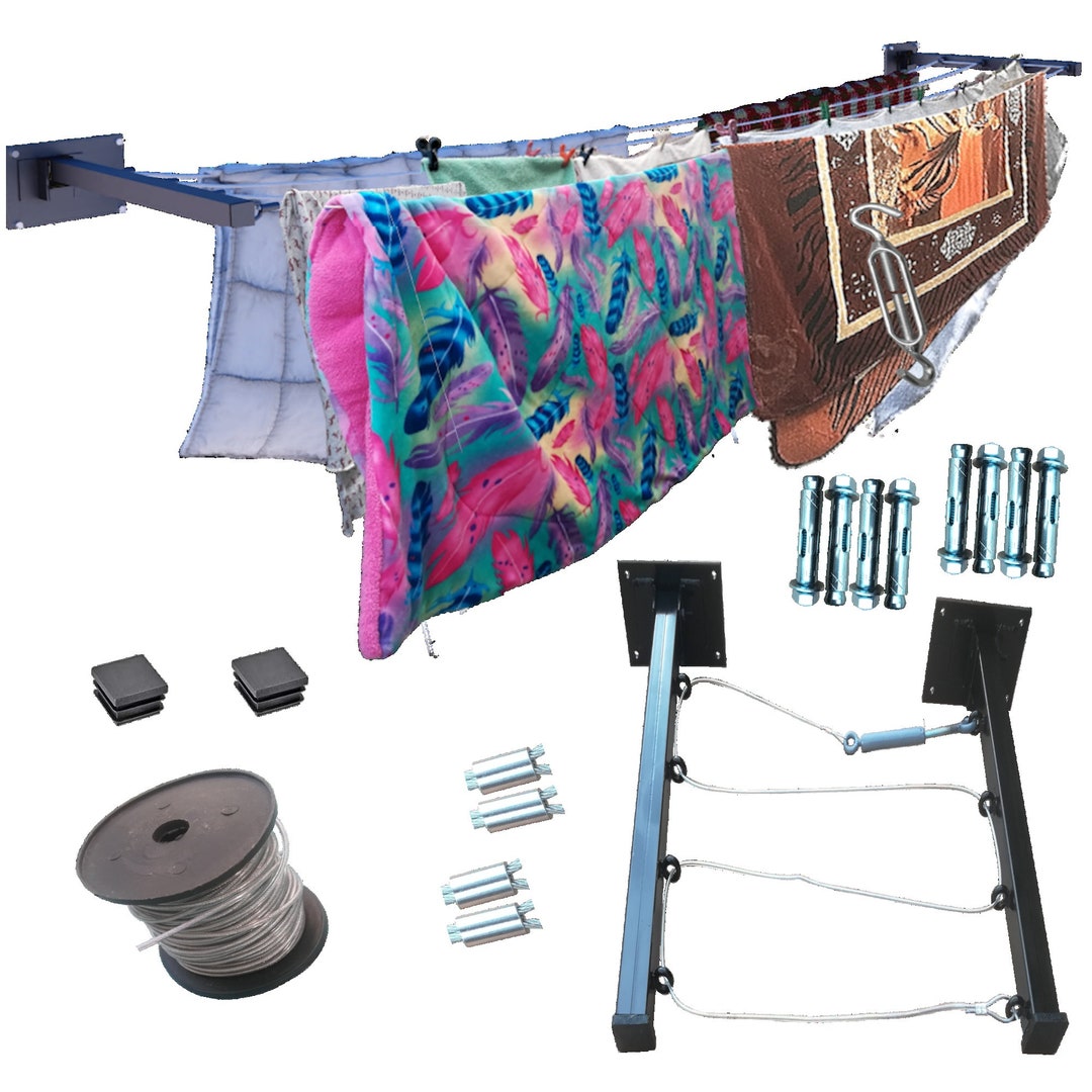Folding Clothesline for Heavy Clothes and Blankets, Retractable ...