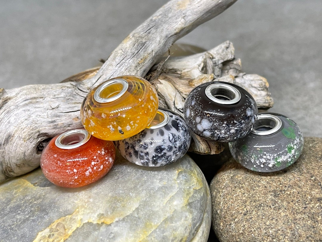 Cremation Ash Pandora Style GLASS Bead W/ .925 Silver | Pet Memorial ...