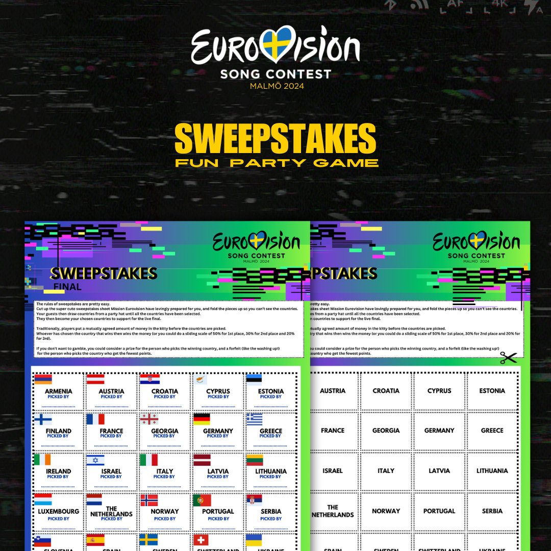 Eurovision 2024 Sweepstake Kit Raffle Eurovision Song Contest Party ...