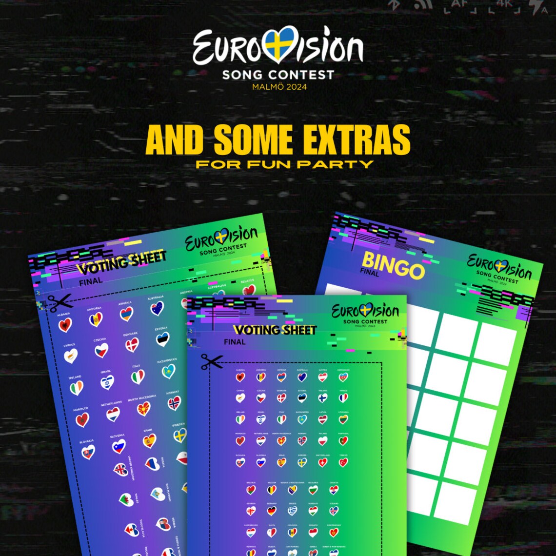 Eurovision 2024 Scorecard Grand Final Eurovision BINGO Eurovision Party ...
