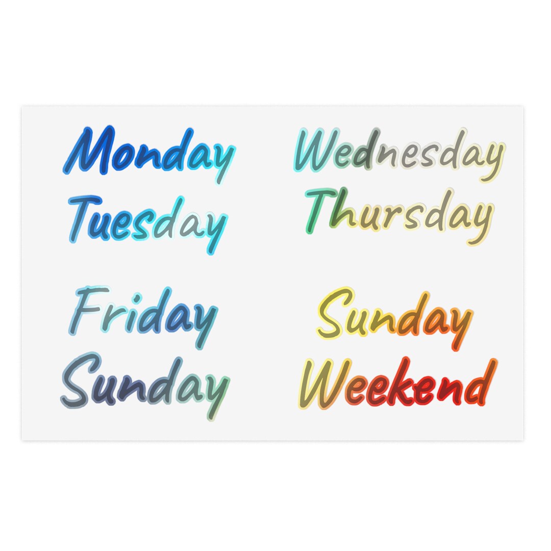 Days of the Week Stickers. High-quality Fun Handwriting Weekday Sticker ...