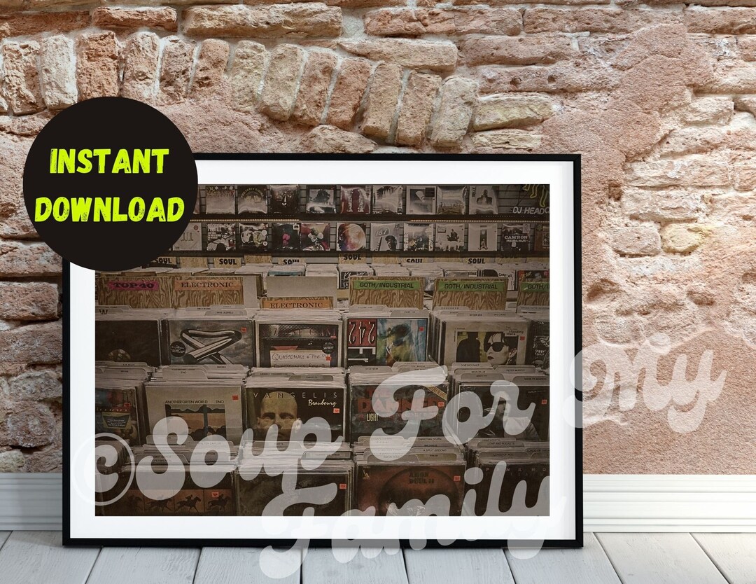 Record Store Art | Music Lover Gift | Vintage Art Print | Nostalgic ...
