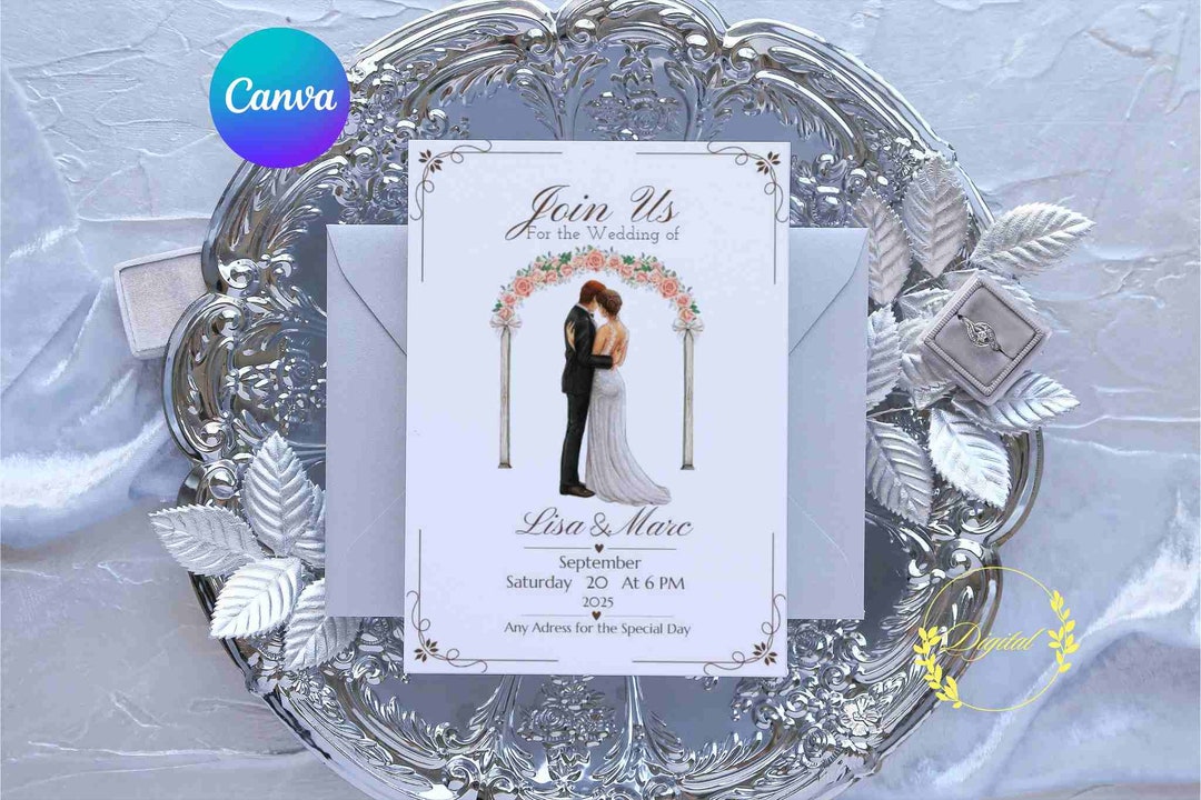 Elegant Wedding Day Card DIGITAL Download Printable Wedding Card ...