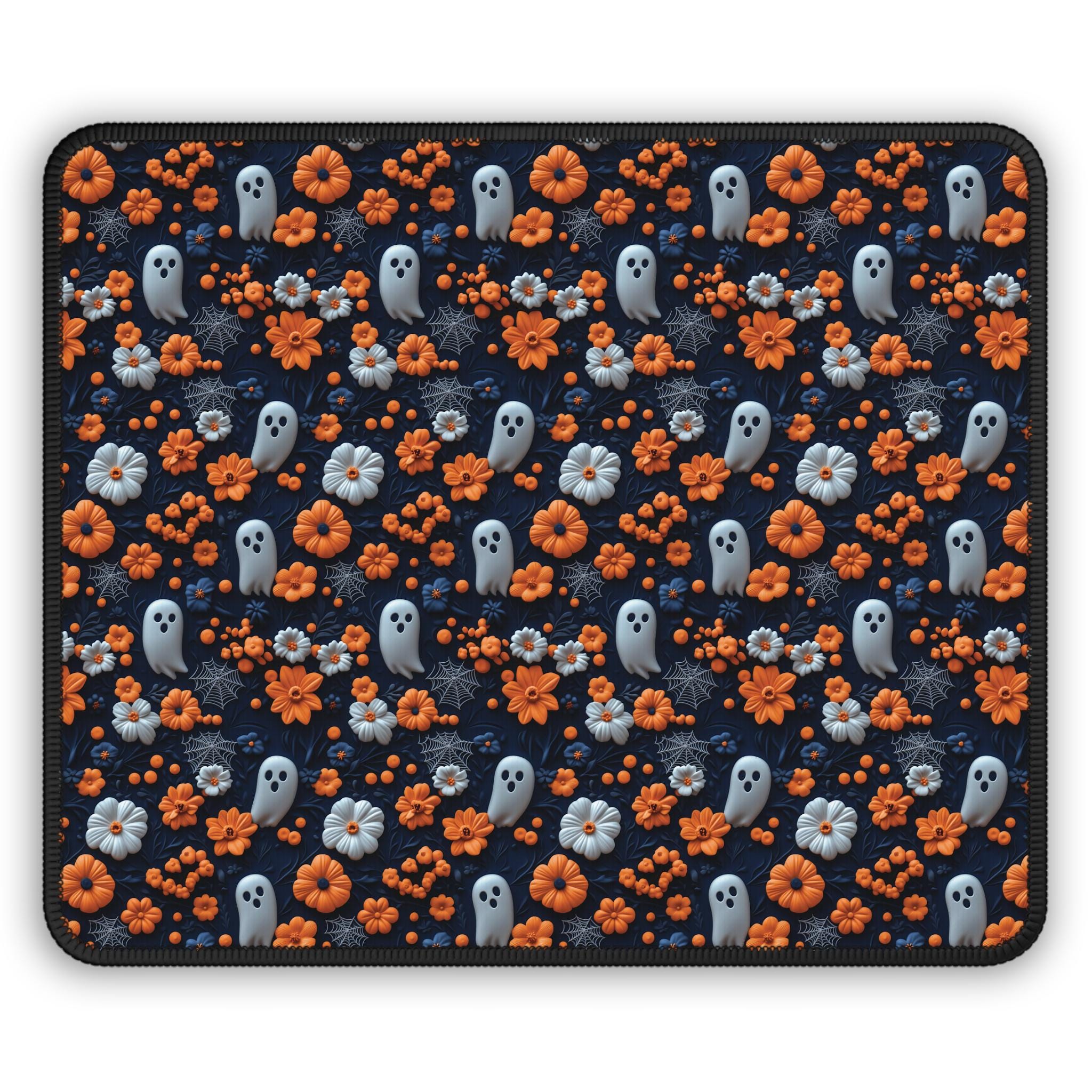 Spooky Ghost Pattern Mouse Pad,halloween Floral Ghosts Pattern Gaming ...