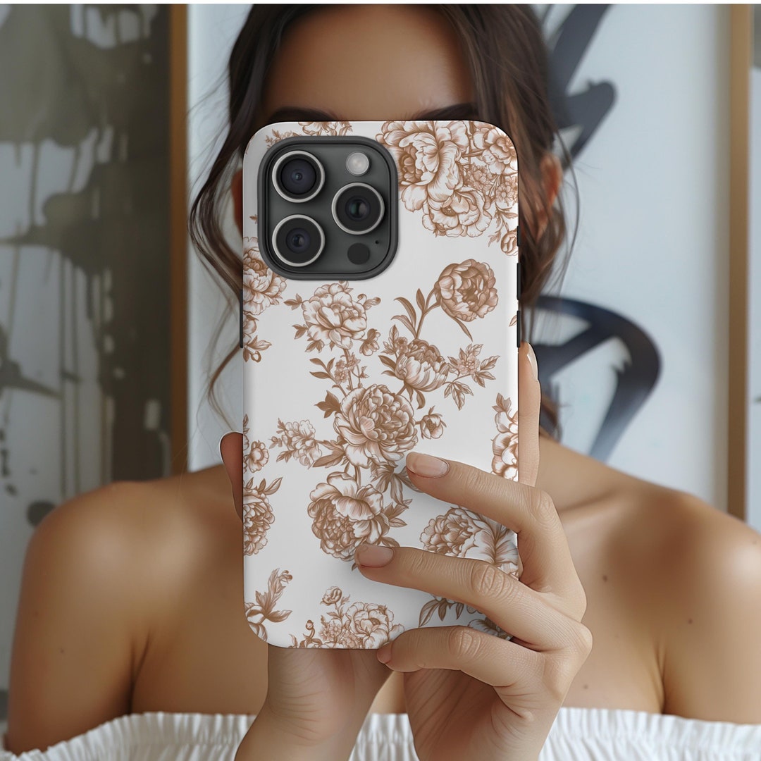 French Toile De Jouy Cute Phone Case,vintage Brown Floral Phone Case ...