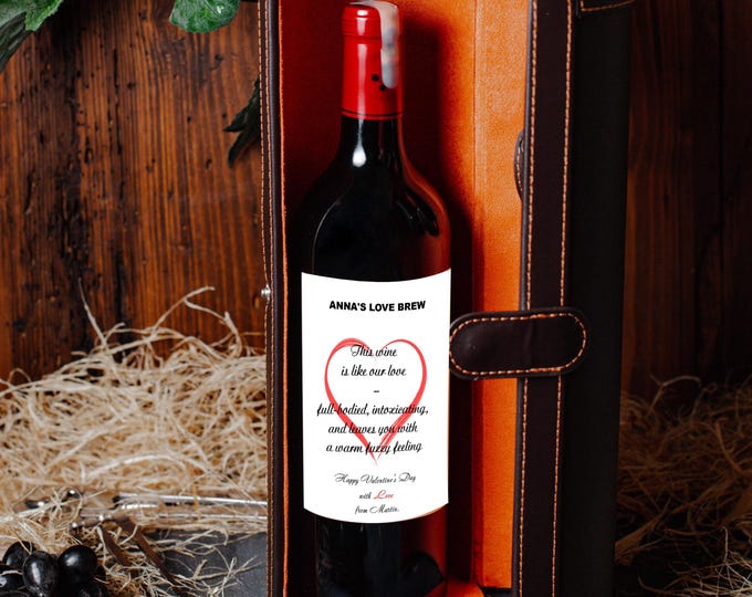 Photo Message Wine Bottle Label, Valentine's Day, Custom Wine Label ...