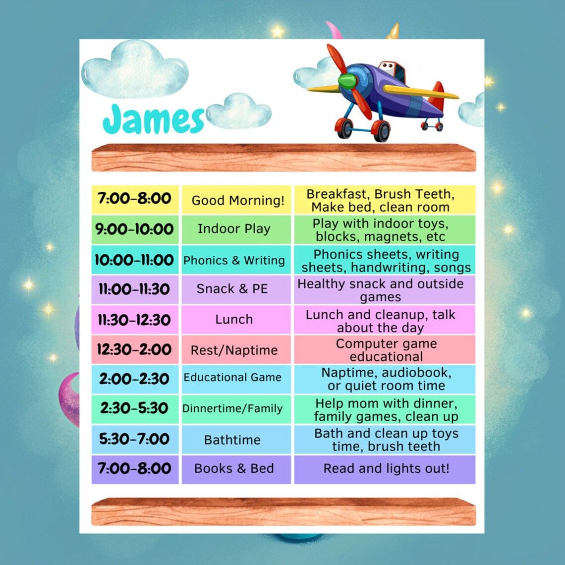 Schedule Daily Chart for Kids, Editable Printable | Daily + Weekly ...