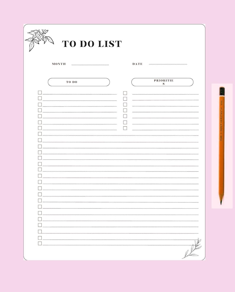 Minimalist to Do List Printable: Simple Task Planner (letter, Fillable ...