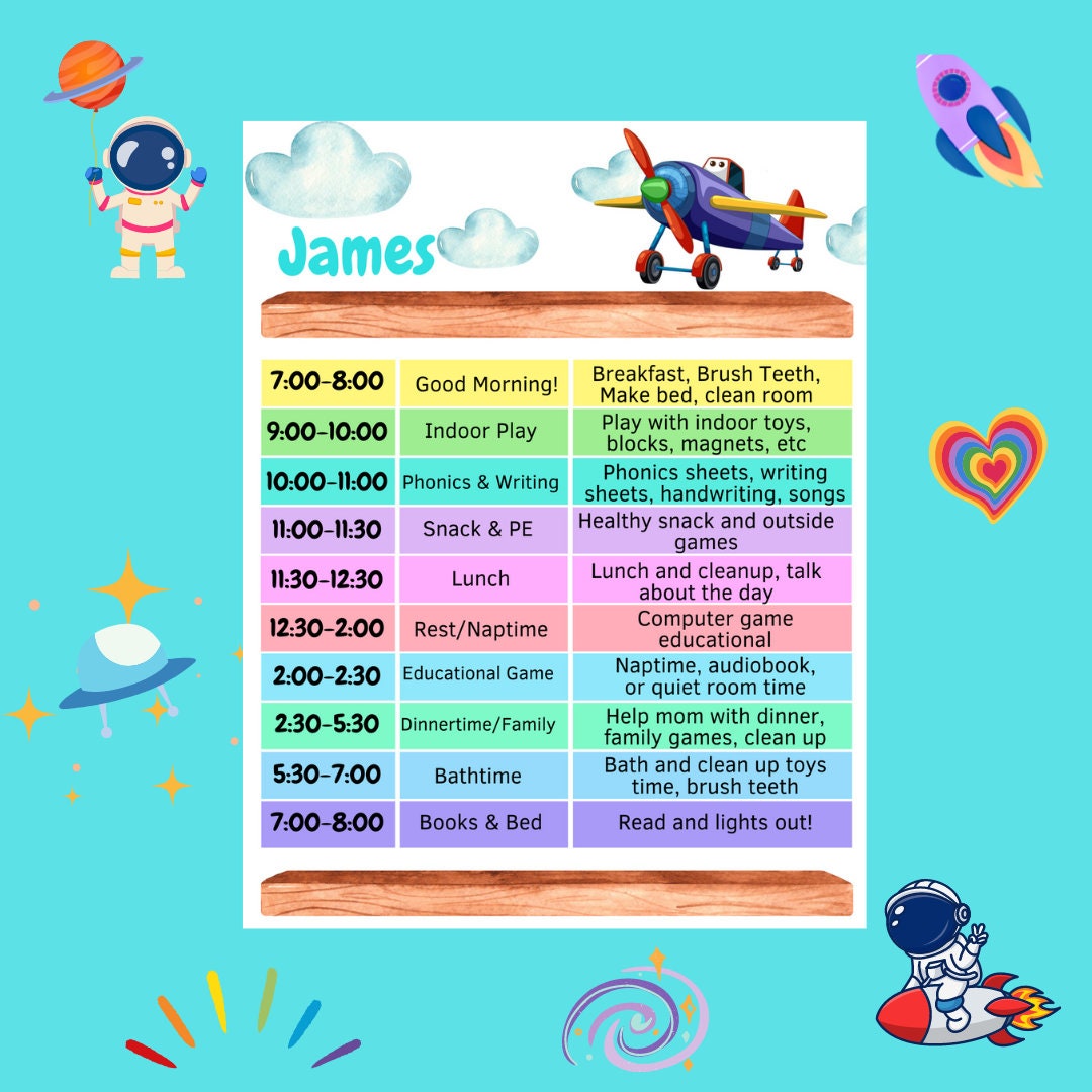 Schedule Daily Chart for Kids, Editable Printable | Daily + Weekly ...