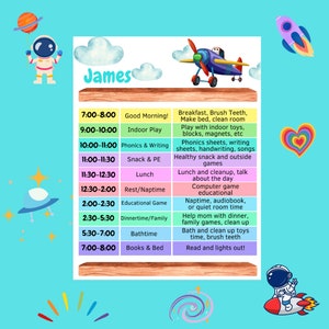 Schedule Daily Chart for Kids, Editable Printable | Daily + Weekly ...