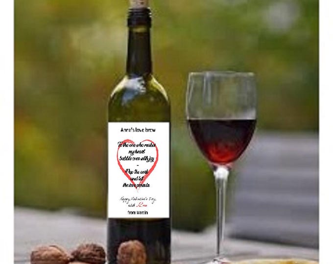 Photo Message Wine Bottle Label, Valentine's Day, Custom Wine Label ...