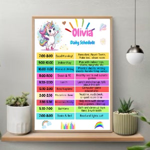 Daily Schedule Rainbow Chart for Kids, Editable Printable | Daily ...