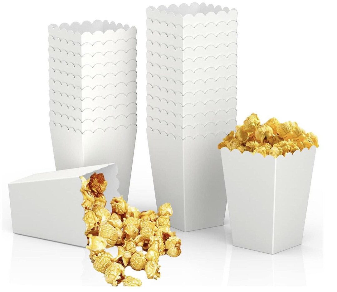 White Custom Popcorn Boxes- LOVE IS POPPIN Disposable Boxes, Snack ...