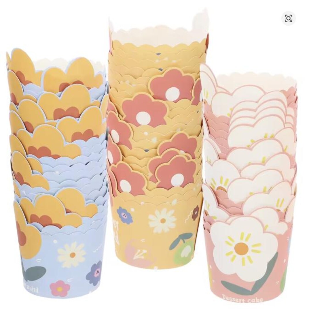 Flower Power Mini Muffin Cups- Checker Designed Cups- Disposable Cups ...