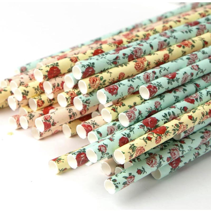 Floral Paper Straws - Etsy
