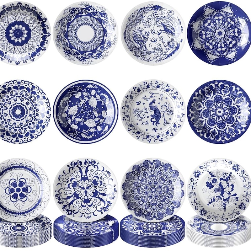 Blue and White Square Plates - Etsy