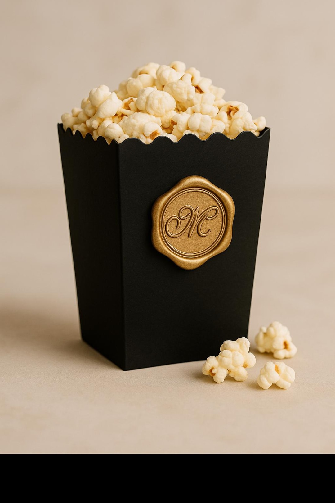 Custom Popcorn Boxes - Luxury Wedding Favors - Initial Wax Seal ...