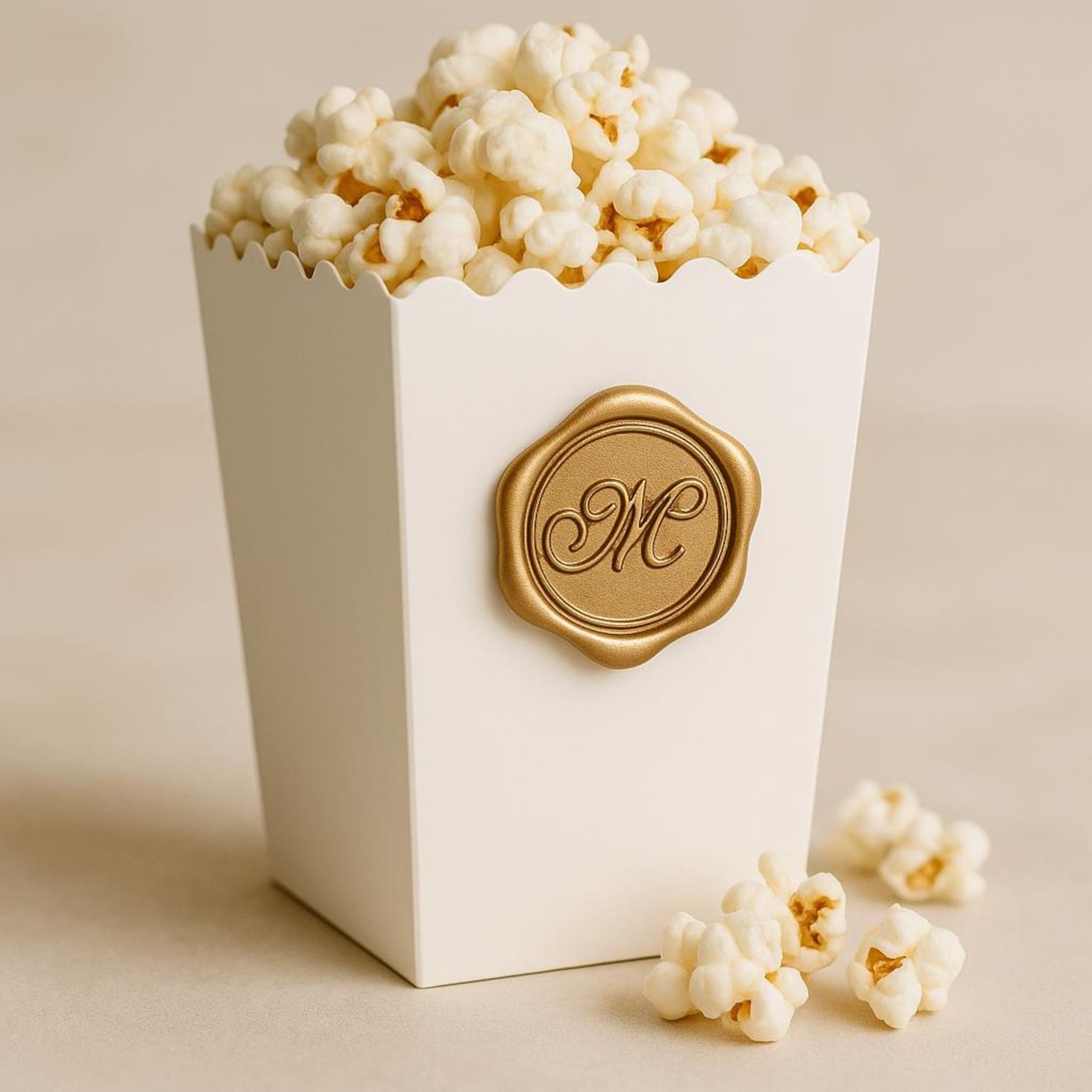 Custom Popcorn Boxes - Luxury Wedding Favors - Initial Wax Seal ...