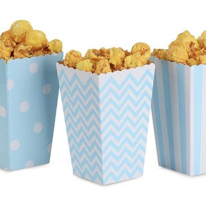 Blue Custom Popcorn Boxes- LOVE IS POPPIN Disposable Boxes, Snack Boxes ...