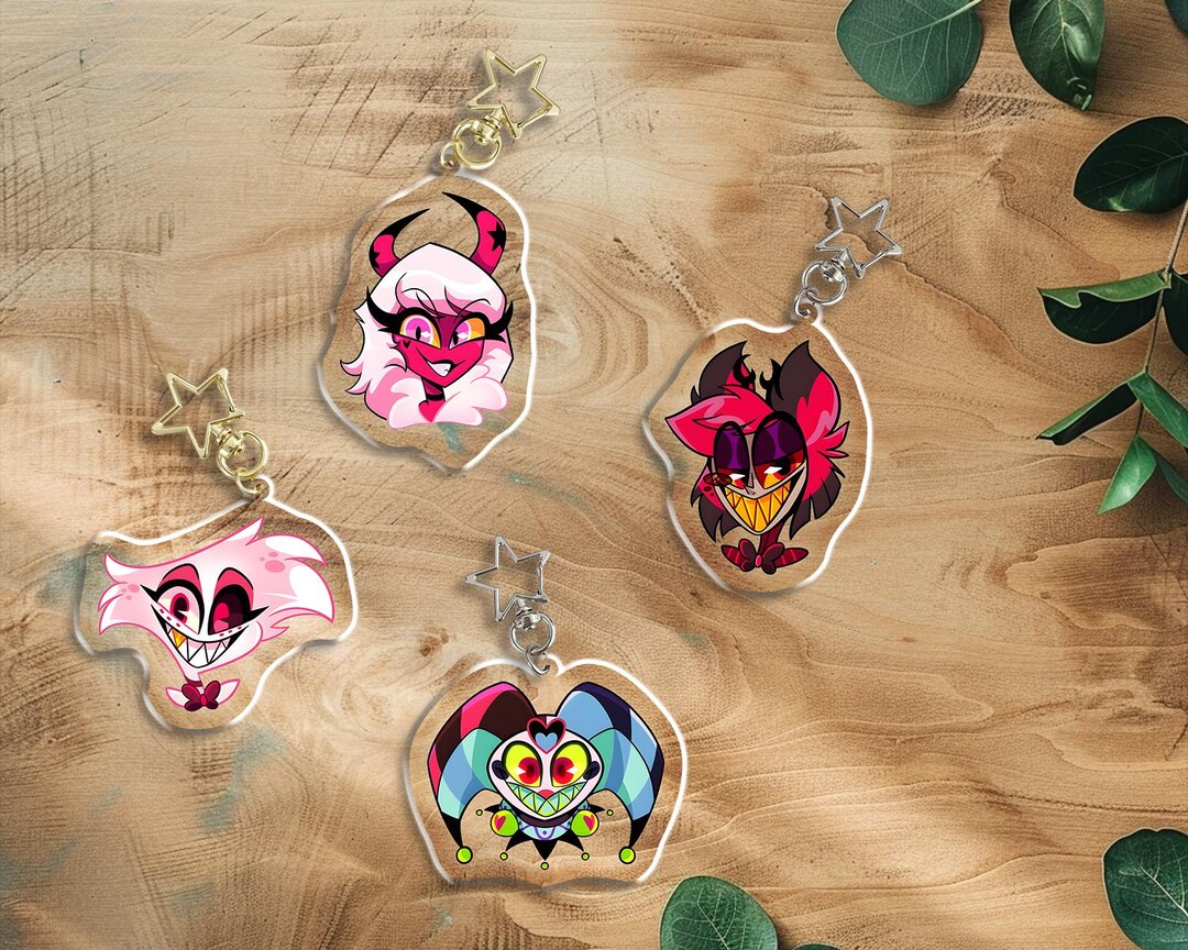 Hazbin Hotel Keychains Angel Dust, Verosika, Fizzarolli, Alastor ...