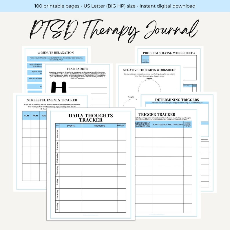 PTSD Therapy Journal, Trauma Healing Workbook for Depression and ...