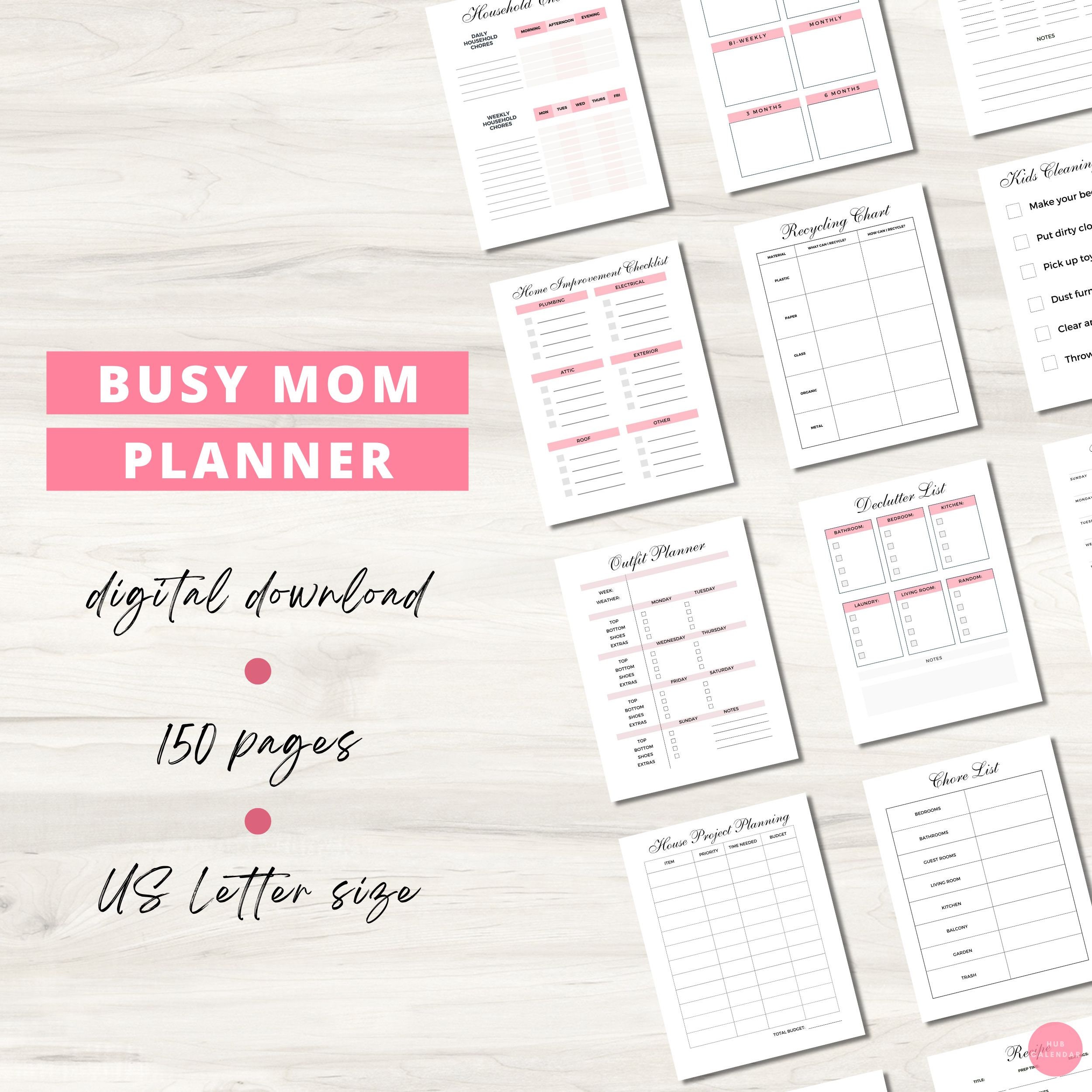 Busy Mom Planner, Household Binder, ADHD Mom Planner, Home Management ...