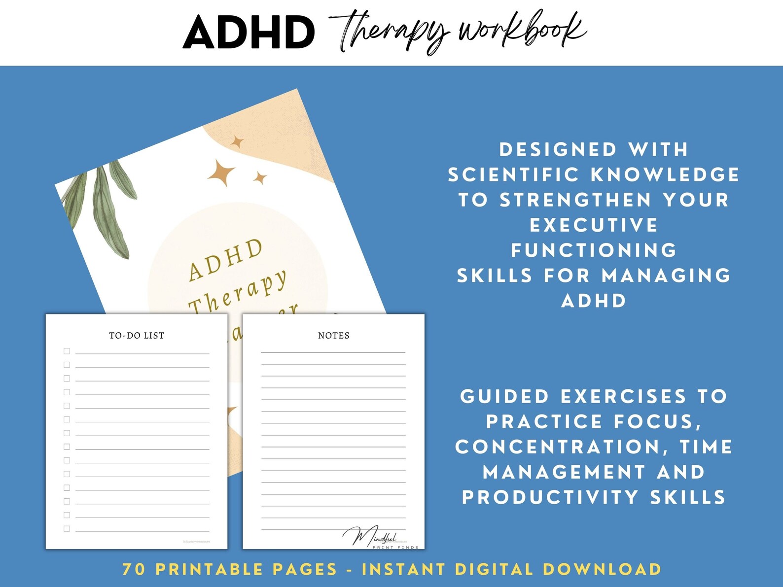 ADHD Worksheets, Executive Function Planner, ADHD Therapy Workbook ...