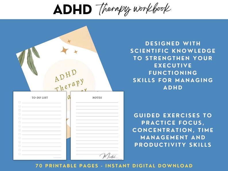 ADHD Worksheets, Executive Function Planner, ADHD Therapy Workbook ...