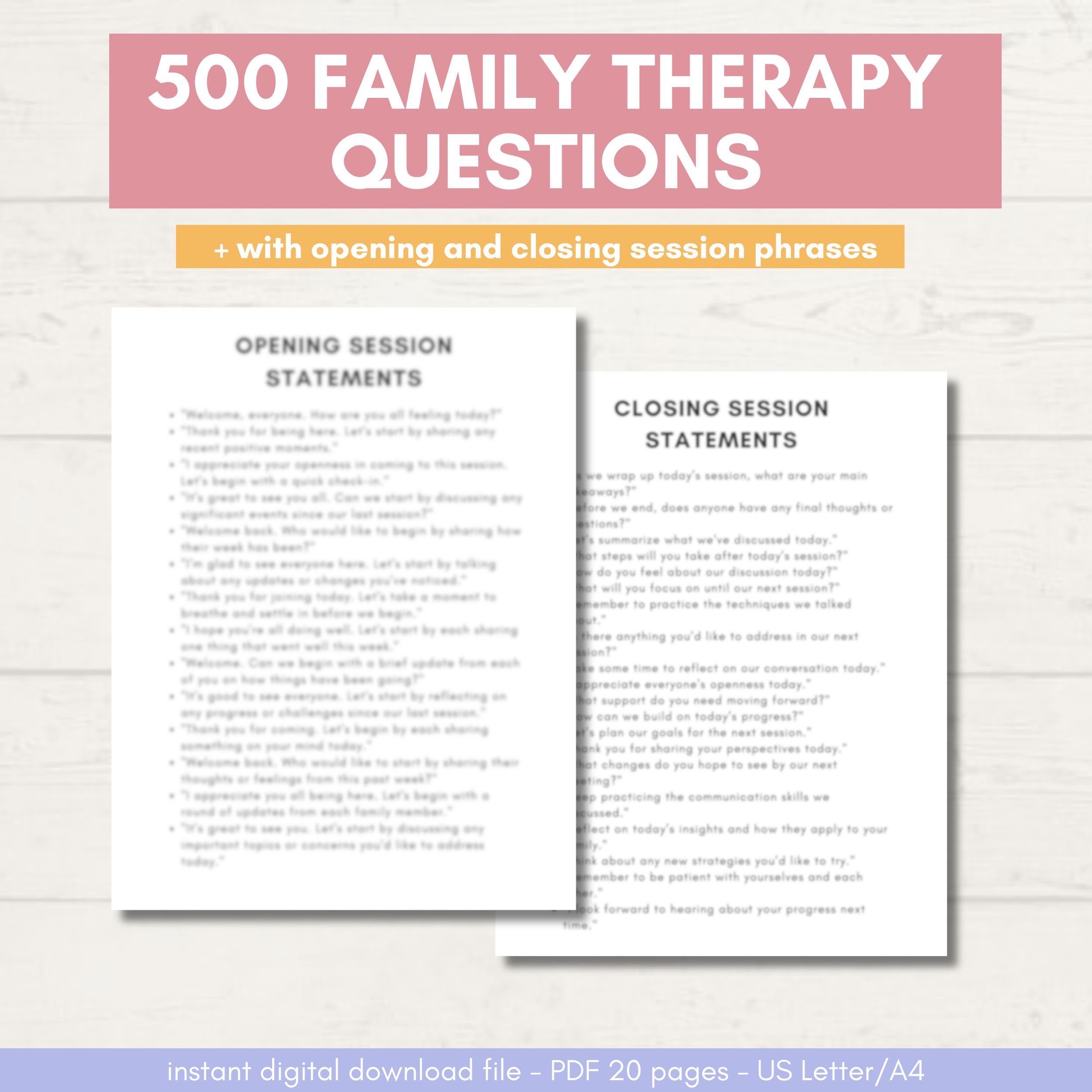 Family Therapy Questions Bundle, Couple Therapy Conversation Starter ...